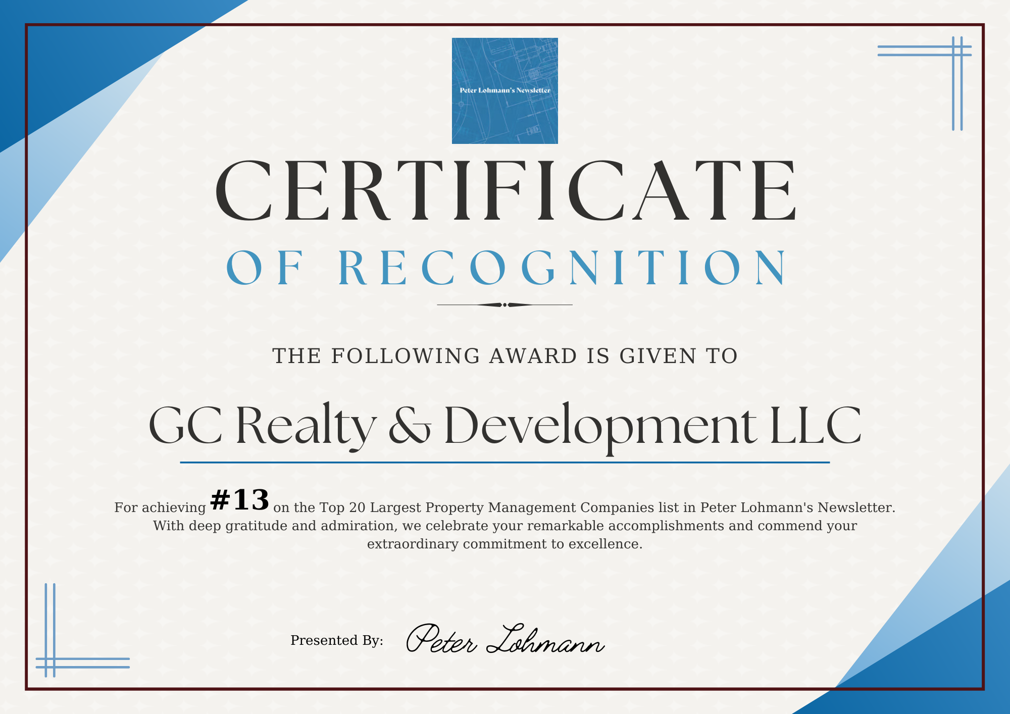 GC Realty & Development Ranks #13: United States Premier Property ...